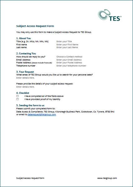 Request your data - TES Group